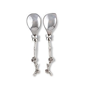 Arthur Court Designs Aluminum Dogwood Pattern Salad Serving Set, Salad Servers, Salad Spoon, Salad Fork 10.75 inch Long