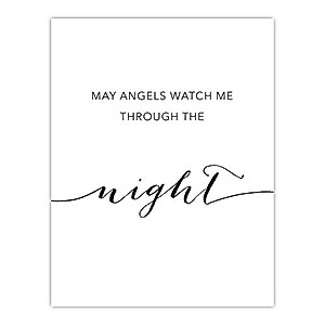 Andaz Press Unframed Black White Wall Art Decor Poster Print, Bible Verses, Now I Lay Me Down to Sleep Nightime Prayer, 4-Pack, Unique Christian Christmas Birthday Gift for Him Her New Home