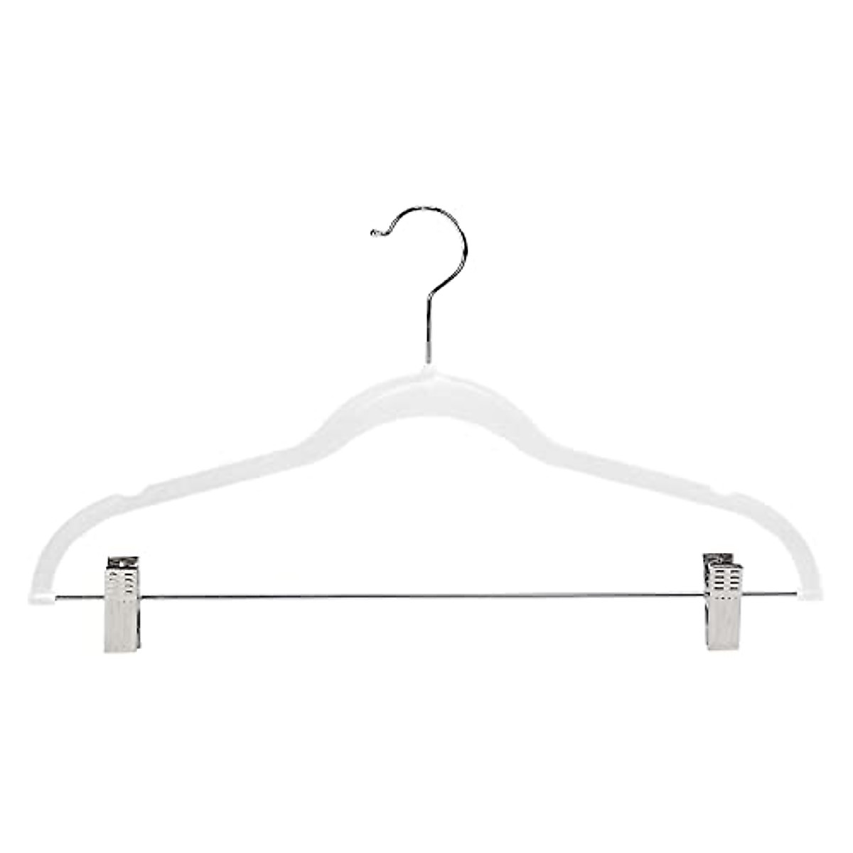 Simplify 6 Pack Velvet Hangers with Clips | Skirt and Pants | Slim Space Saving | Closet Organization | Non-Slip | Prevent Creases | Swivel Neck | Durable | White
