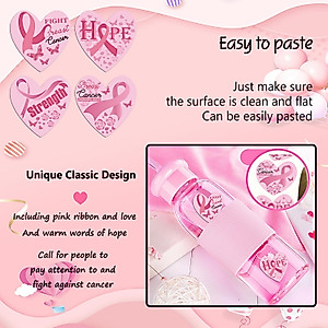 Breast Cancer Awareness Stickers 2 Inch Pink Heart Shaped Official Breast Cancer Hope Sticker for Women Girls,Charity Public Fundraising Favors Party Supplies 500 Pcs