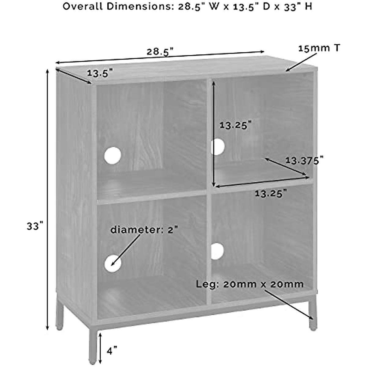 Crosley Furniture Jacobsen Storage Cube Bookcase and Record Player Stand with Vinyl Records Holder, Brown Ash
