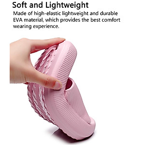 Pillow Slippers for Women, Non-Slip Massage Foam Shower Bathroom Home Floor Thick Sole Quick Drying Cloud Cushion Womens Mens Sandals, Soft Comfortable Platform Open Toe Shoes (Orange, Eur42/43)