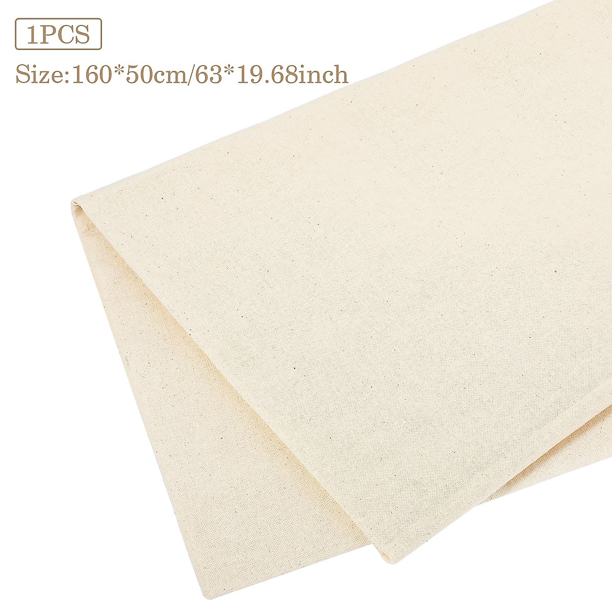 Nature Linen Needlework Fabric 100% Cotton Muslin Fabric, 63x19 Inch Plain Solid Colour Linen Fabric Cloth Cotton Fabric Bleached Natural Unbleached for Sewing Clothing and Handicraft Production