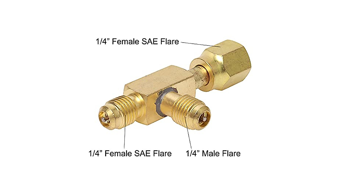 Gekufa 1/4" HAVC Tee Adapter & Quick Coupler for Vacuum Pumps