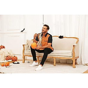 Funny Halloween Shirts for Men Adult Scary Button Up Halloween Bowling Shirts