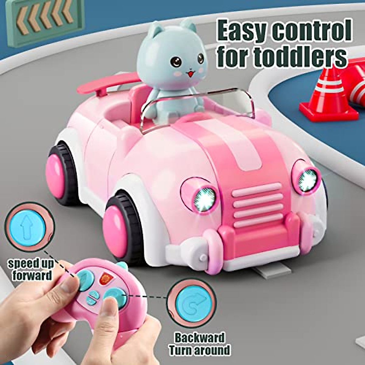 LOVE LIFE Girls Toys Age 3+,Remote Control Cars for Kids,with 3 Cartoon Dolls, RC Car with Music and Lights,Gifts for 3+ Year Olds Boys Girls