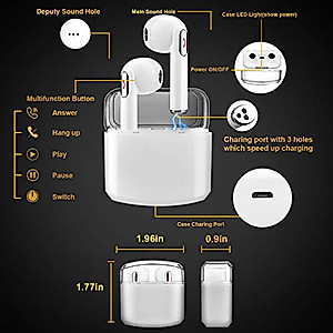 Wireless Earbuds with Charging Case,Bluetooth Earbuds with Mic for Running,Wireless Earphones Bluetooth Earphones with Microphone,Mini Sports Earbuds Sweatproof Compatible iOS Android Smartphone