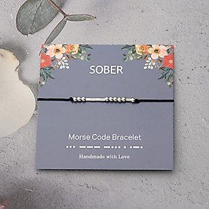 ENSIANTH Sober AF Bracelet Sober Gift Morse Code Bracelet Recovery Gift Sobriety Bracelet New Beginnings Gift (MC sober bra)