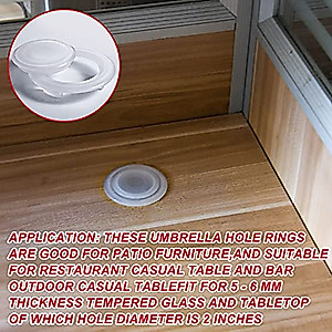 Aoboco 2 Pack 2 Inch Table Umbrella Hole Ring and Cap Set for Outdoor Patio Umbrella Plug Standard Size (Transparent)