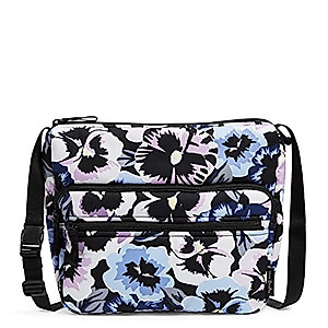 Vera Bradley Women's Cotton Utility Crossbody Purse, Plum Pansies - Recycled Cotton, One Size
