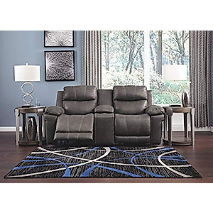Signature Design by Ashley Erlangen Faux Leather Power Reclining Loveseat with Console, Gray