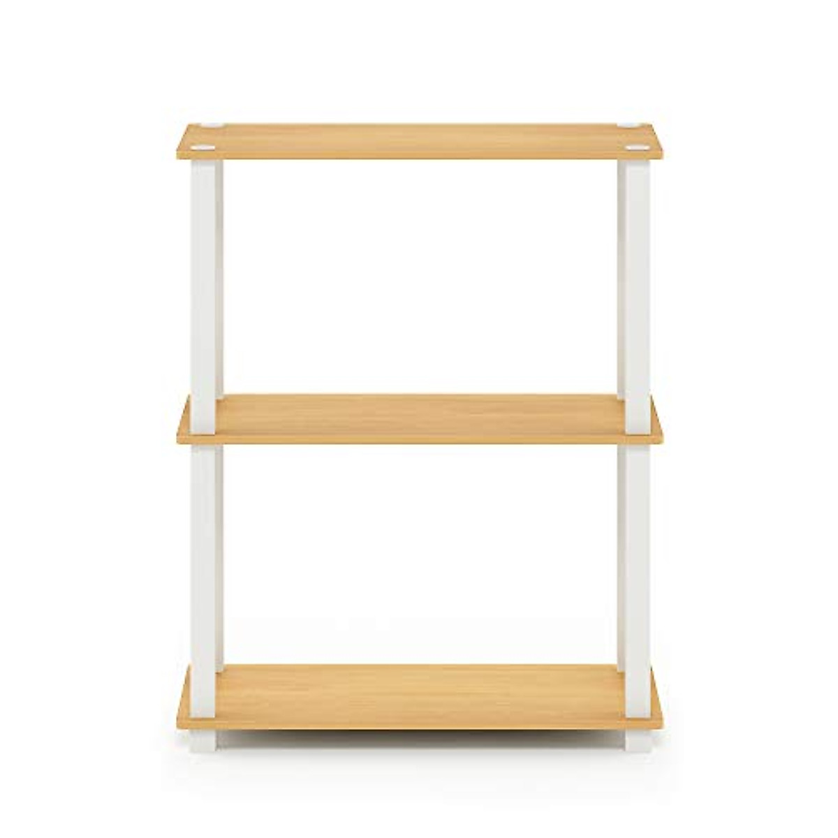 Furinno Turn-S-Tube 3-Tier Compact Multipurpose Shelf Display Rack, Square, Beech/White, 3-Tier Square Tubes