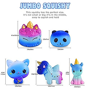 ZYZZYZY Galaxy Unicorn Squishies Toy Set - Starry Squishys Cat, Unicorn Cake, Unicorn Horse, Unicorn Rabbit, Panda Kawaii Slow Rising Squishy Toys for Kids Adults Stress Relief Toy(5 Packs)