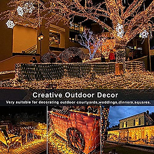 QDY -Net Lights Outdoor Mesh Lights LED Bush Lights 8 Modes Decor Lights for Home Fence Garden Roof Window Indoor Decoration,2 Warm White,6x4m 880LED