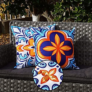 ONWAY Outdoor Pillow Covers Waterproof 20x20 Set of 4 Floral Boho Decorative Throw Cushion Cover Farmhouse Pillows for Bench, Couch, Patio Furniture