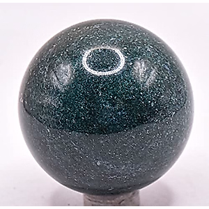 45mm 155g Dark Green Jade Nephrite Sphere Polished Natural Gemstone Crystal Mineral Collectible Ball - India + Stand