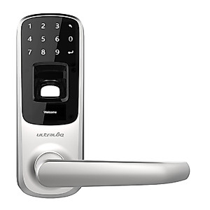 Ultraloq UL3 Fingerprint and Touchscreen Keyless Smart Lever Door Lock (Satin Nickel) | 3-in-1 Keyless Entry | Secure Finger ID | Anti-peep Code | Premium Construction Material | Match Home Aesthetics
