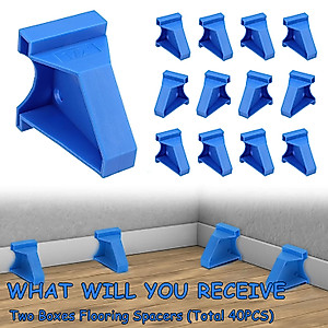 RHBLME 40PCS 1/2 inch & 1/4 inch Flooring Spacers Blue, Waterproof Clearance Hardwood Flooring Laminate Flooring Accessories for Laminate, Vinyl Plank, Tiles, Hardwood, Floating Flooring, etc