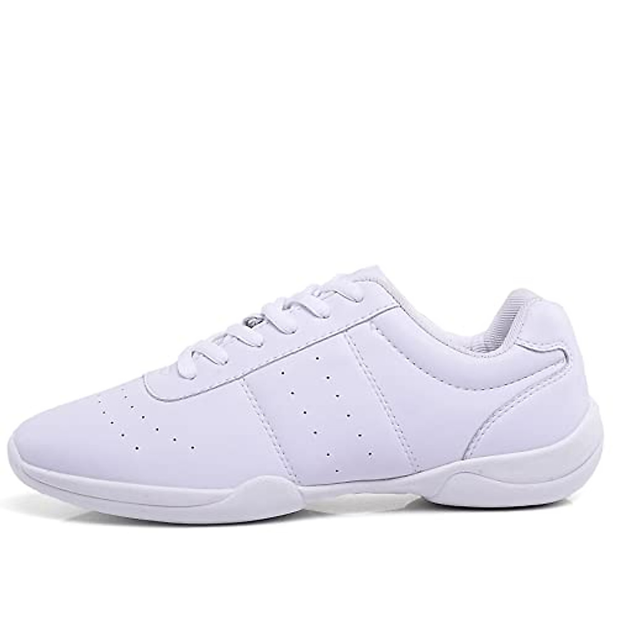 YSMIIH Women White Cheer Shoes Cheerleading Walking Girls Tennis Soft Dance Sneakers(White,8