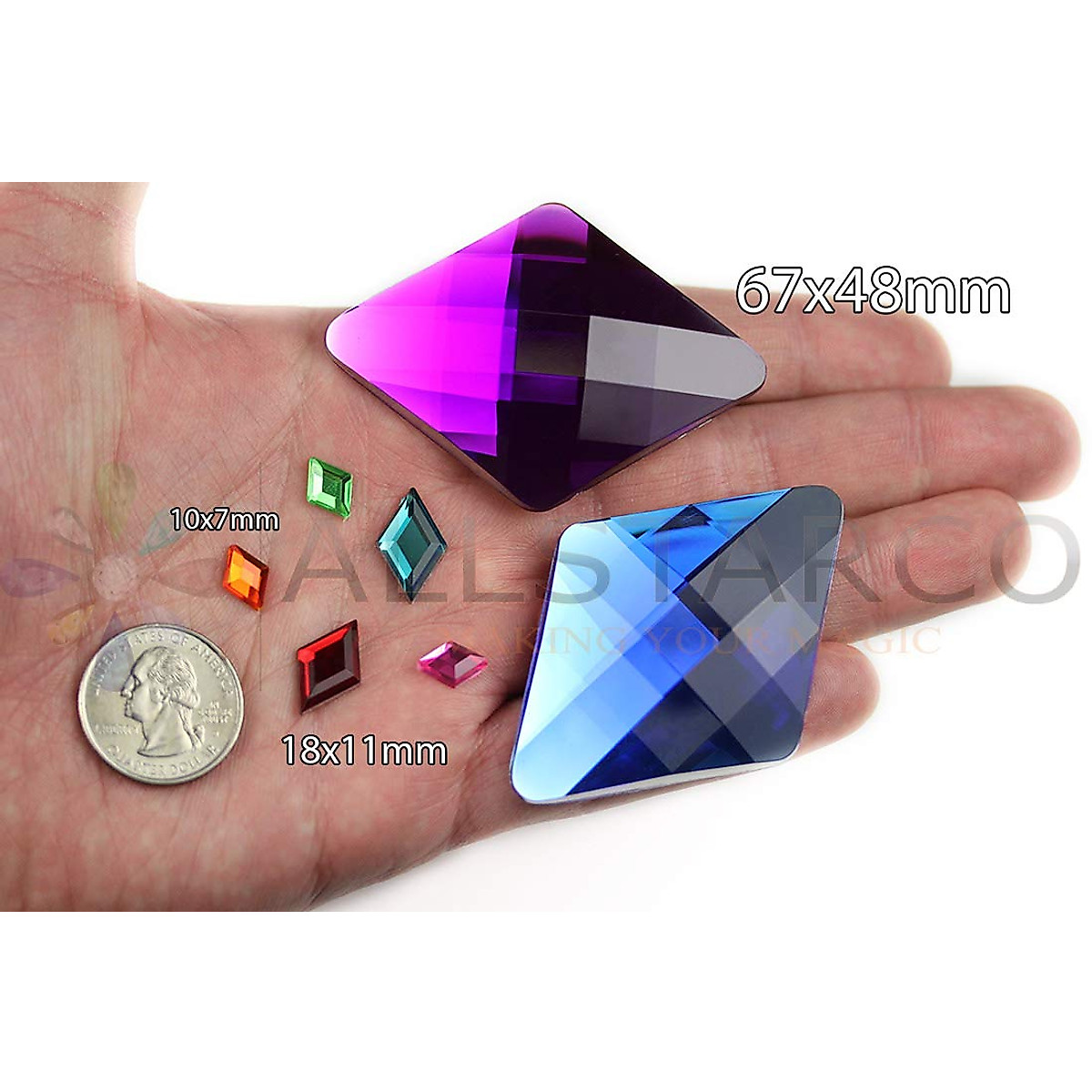 11x18mm Flat Back Diamond Acrylic Rhinestones Plastic Gems for Jewelry Making Costume Jewels Cosplay Embelishments - 35 Pieces (Red Ruby H103)