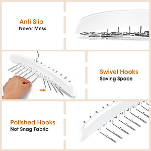 Resovo Upgrade Tank Top Hanger Closet Storage and Organizer for Closet Tank Top Organizer Space Saving 24 Metal Hooks Closet Organizer and Storage for Tank Top, Cami, Tie etc.White