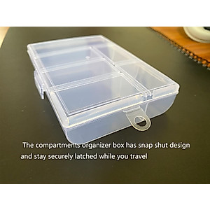 LanttAotte Mini 6 Grids 2-PACK Plastic Organizer Box Storage Container for Jewelry Fishing Tackles Earring Nail Rhinestones Beads Art DIY Crafts Organizer Clear
