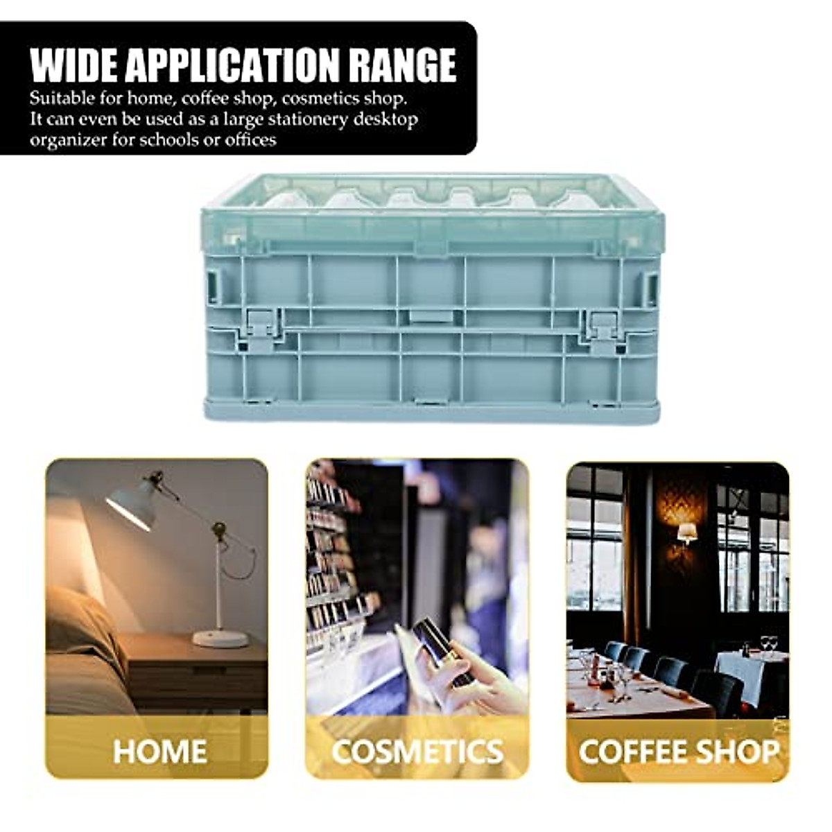 ULTECHNOVO Cubby Storage Organizer Foldable Storage Box with Lid- Large Box Organizer Stackable Cube Folding Crate for Home Office Clear Container