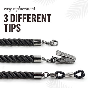 SIGONNA Glasses Strap String Holder Cord - Terylene Eyeglasses Strap Holders - Eye Glasses Accessory Chain - Eyeglass Chains for Women Men - Glasses Lanyard Around Neck - 3 Pcs (Black)