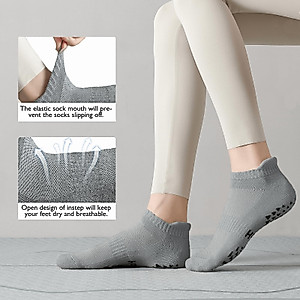 Hstyle Yoga Socks with Grips for Women and Men, Ideal for Ballet, Barre, Barefoot Workout, Pilates Grip Socks Non Slip Socks 6 Pairs of Mix Color 1 S-M
