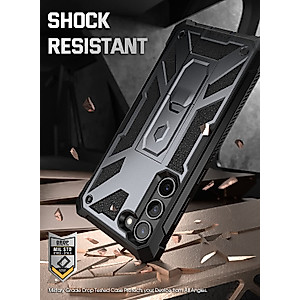 Poetic Spartan Case for Galaxy S23+ Plus 5G 6.7", Fingerprint ID, Rugged Shockproof Cover, Kickstand, Metallic Gun Metal