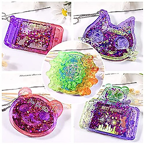 FineInno Shaker Molds for Epoxy Resin Panda, Game Consoles, Cat, Flower Garland, Quicksand Silicone Mold Jewelry Casting Mold DIY Art Craft for Pendant Resin Charms