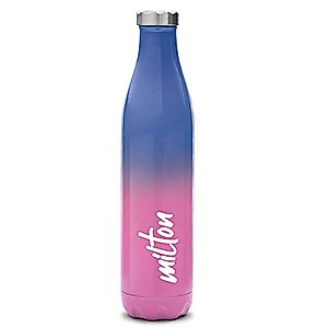 Milton Thermosteel Prudent 1100, Double Walled Vacuum Insulated Flask 1023 ml | 37 oz | 1 Ltr |24 Hours Hot and Cold Water Bottle, 304 Stainless Steel, BPA Free, Food Grade, Leak-Proof | Pink-Blue