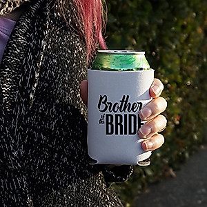 Brother of the Bride Wedding Can Cooler - Drink Sleeve Hugger Collapsible Insulator - Beverage Insulated Holder