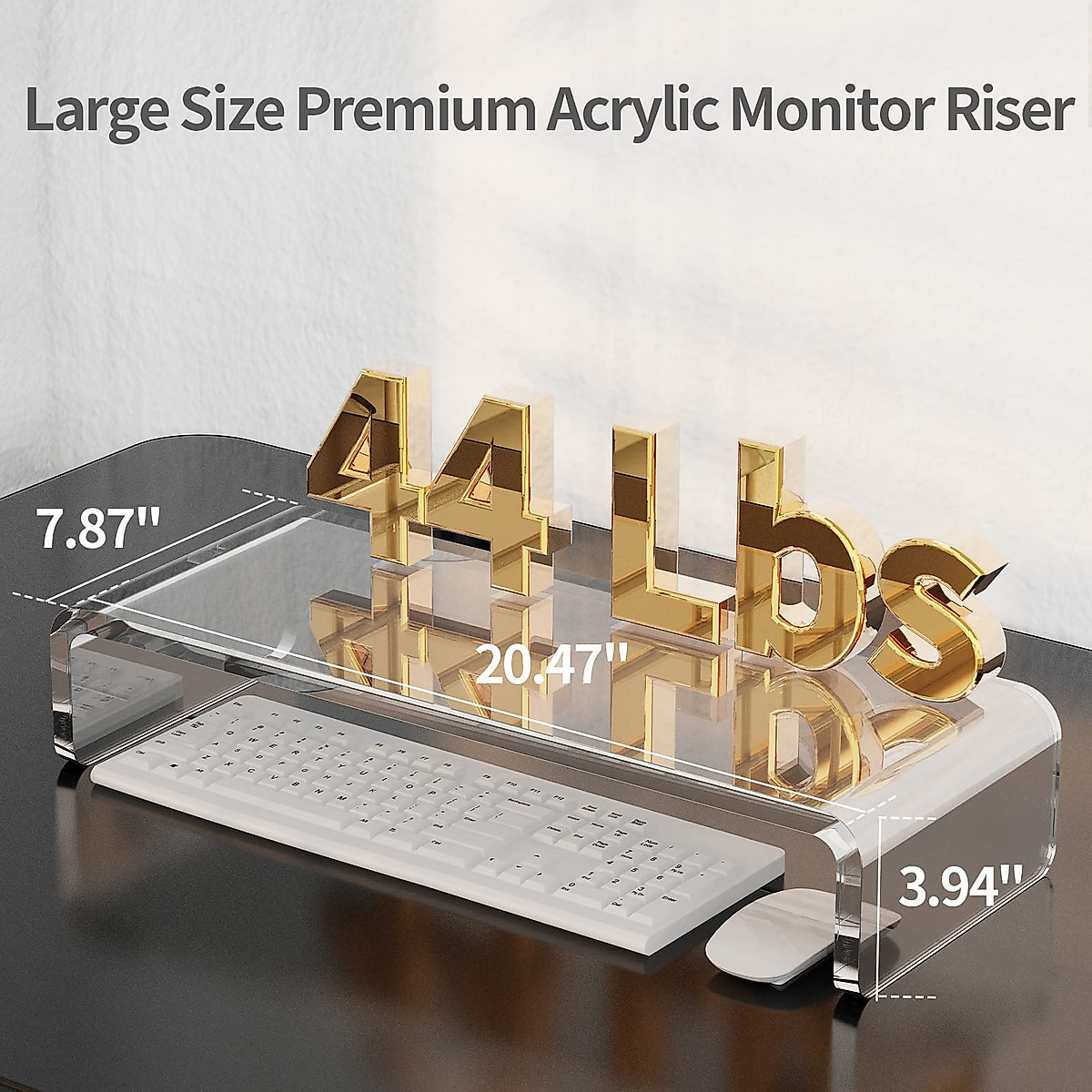 Zimilar 20 inch Large Acrylic Monitor Stand Riser, Crystal Clear Monitor Riser, Acrylic Computer Stand Riser with Keyboard Storage for Computer, Laptop, PC,iMac