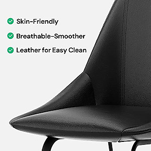 SunsGrove Urban Modern Dining Chairs in Black Leather, Metal Legs Kitchen Chair for Dining, Living Room, Bedroom Side Chairs, Set of 2 (Black)