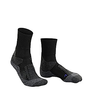 FALKE Men's TK1 Adventure Cool Hiking Socks, Crew, Thick Padding, Cooling, Athletic, Breathable Quick Dry, Lyocell, Black (Black-Mix 3010), 12.5-13.5, 1 Pair