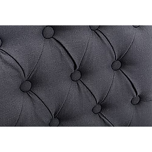 AMNOOL Linen Dining Chair Set of 2 Wooden Frame Tufted Upholstered Dining Chairs with Wooden Legs Desk Chair Side Chair High Back for Kitchen Dining Room Living Room Bedroom (Grey)