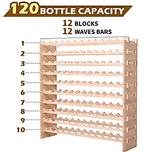 Wooden Stackable Storage Modular countertop Wine Rack Cabinet-Freestanding for Floor Wine Display Stand Holder (24 Bottles)