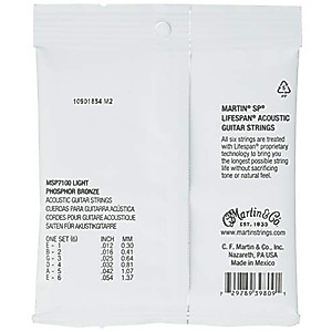 Martin SP 7100 Phosphor Bronze Lifespan Coated Acoustic Strings Light
