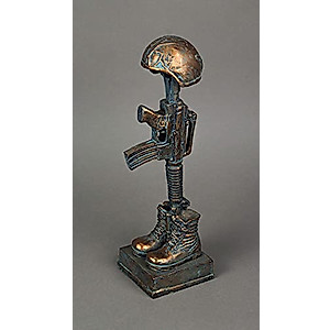 Napco Military Soldier Battle Cross Patina 11.75 Inch Resin Decorative Indoor Outdoor Garden Statue