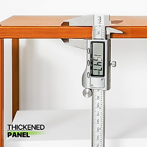 Magshion Staggered 5-Tier Bookshelf with Drawer and Cabinet, Bamboo 39" L x 9.8" W x 68.9" H Tall Chinese Vintage Display Etagere Freestanding Shelves for Bedroom, Living Room, Home Office