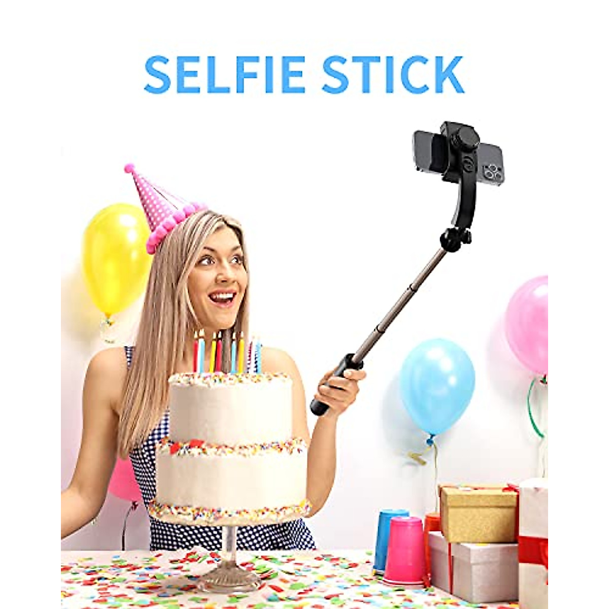 Gimbal Stabilizer with Selfie Stick for iPhone: Portable Handheld Gimble with Tripod & Remote for Cell Phone Camera & Samsung Android Smartphone Recording Video & Vlogging on Tiktok & YouTube