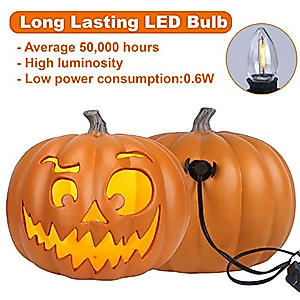 Holiday Pre-Halloween Decorations - Halloween Pumpkin Lantern - lit Pumpkin Lantern- Jack O' Lantern, Large Indoor Outdoor Pumpkin Festival Celebration Garden, Patio, Front Door Décor 11IN Smile Face