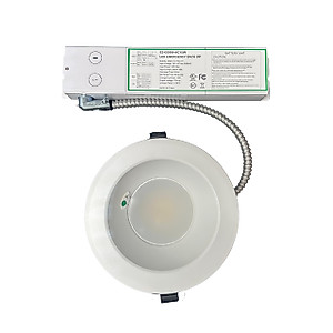 E2 Lighting Commercial Downlight, 6 Inch LED Panel, 3 CCT Tunable, Wattage Tunable 8W/12W/16W, 3000K/4000K/5000K, 15W Emergency Battery Backup, 90 Mins, 4 Pack, AC 100-277V, Recessed Light