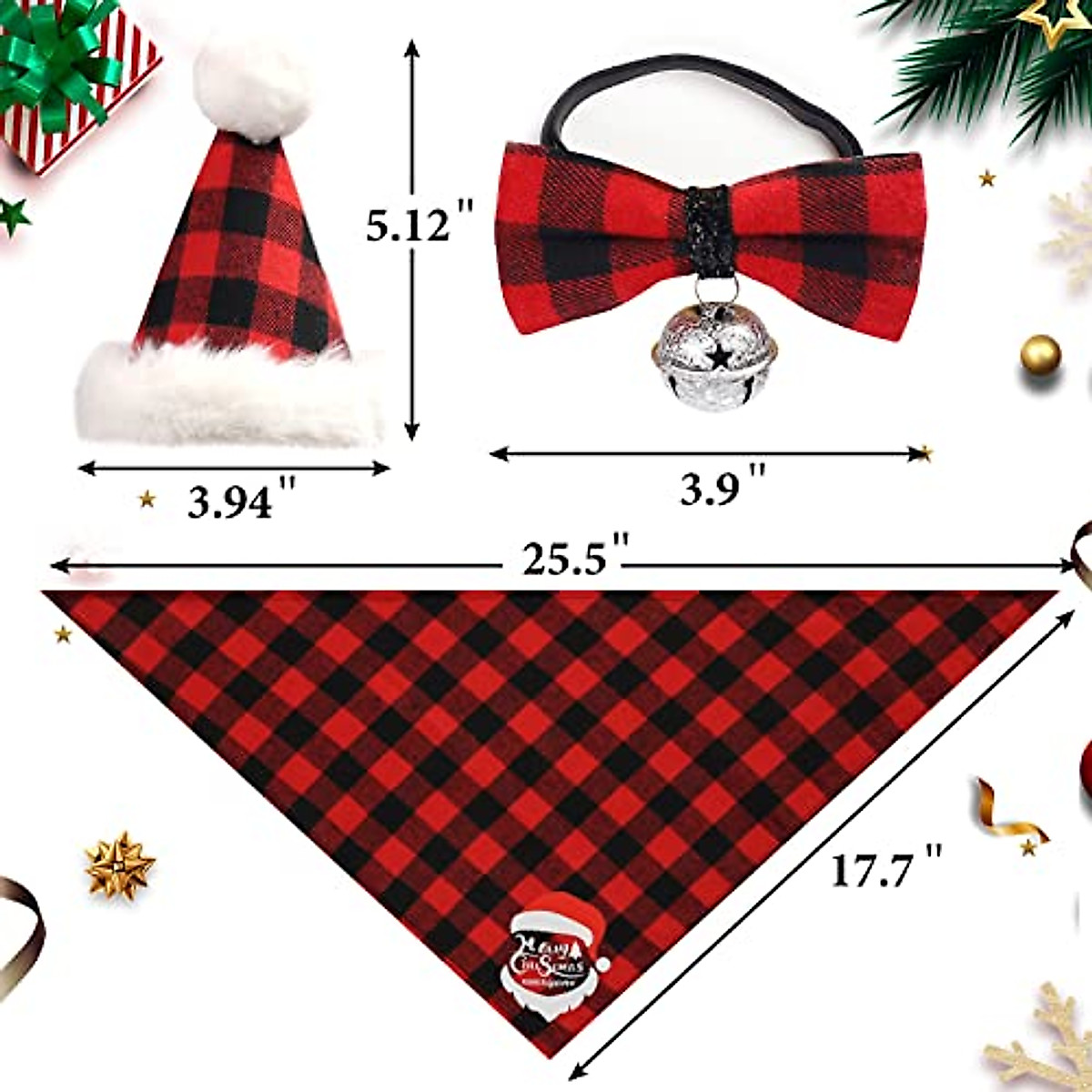 Dog Christmas Outfit,Christmas Dog Hat,6Pcs Christmas Dog Clothes Costume Dog Bandanas