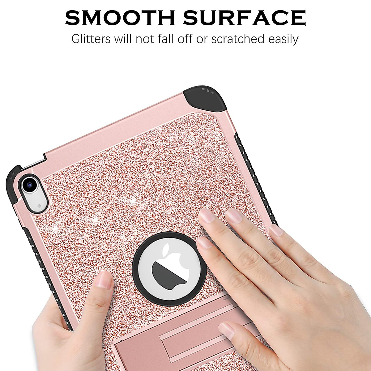 YINLAI Case for iPad 10th Generation, iPad Case 10th Generation 2022 10.9-Inch Kid Girl Women Slim Stand Glitter Bling Shockproof Protective Cover for iPad 10th Gen A2696/A2757/A2777, Rose Gold/Pink
