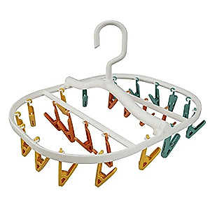EIKS Foldable Laundry Drying Hanging Rack with 24 Clips for Drying Clothes, Underwear, Hat, Scarf, Socks, Gloves