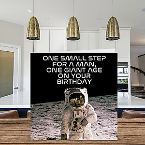 Funny Space Birthday Cards for Men & Women - Moonwalker - Joke Happy Birthday Card for Brother Sister Dad Papa Pops Mom Son Daughter Uncle Aunt 5.7 x 5.7 Inch Rude Cosmos Space Travel Greeting Cards