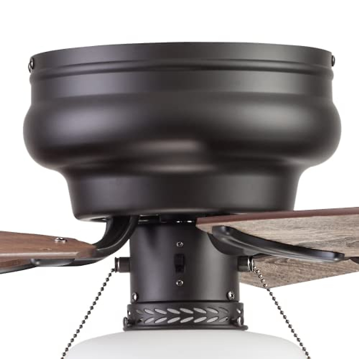 Prominence Home Alvina Traditional 44 Inch Ceiling Fan with Light, LED Flush Mount Ceiling Fan, Indoor Fan with 5 Blades, Gray Pine and Maple Brown Blade Finish Options, Bronze (51584-01)