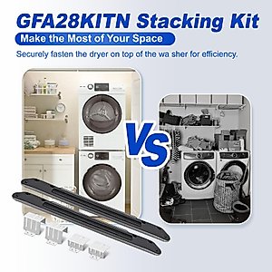 GFA28KITN Stacking Kit for GE 28"W Washer Dryer Stack Bracket Kit - Compatible with GE 28 inch Width Front Load Washers and Dryers Laundry Stacking Kit [Patented]
